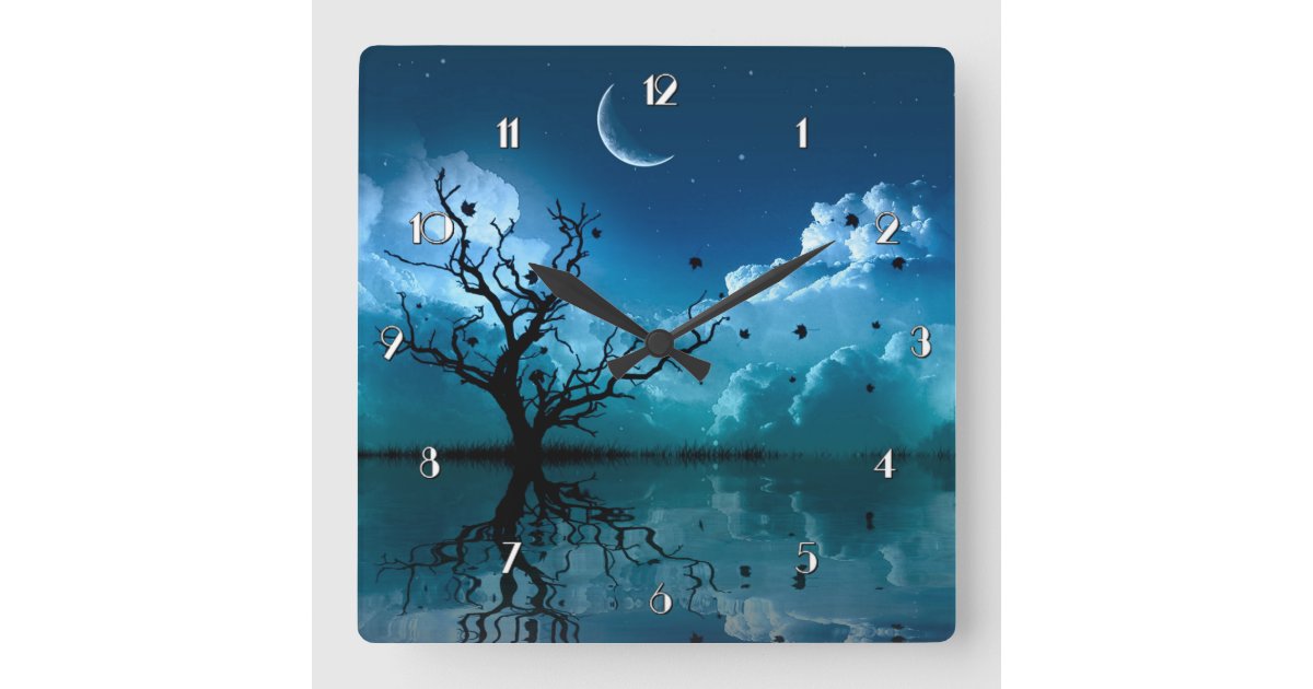 Moonlight Reflections Scenic Night Sky Clock | Zazzle