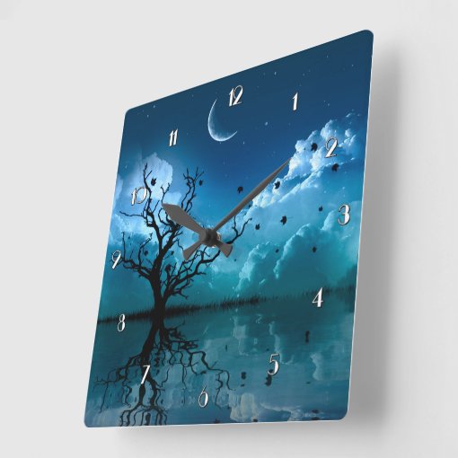 Moonlight Reflections Scenic Night Sky Clock | Zazzle