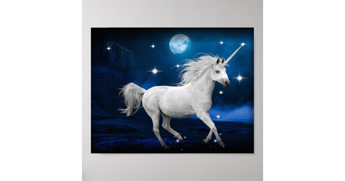 Moonlight Unicorn Poster | Zazzle