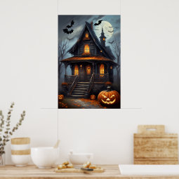 Moonlit Haunts, Halloween Poster | Zazzle