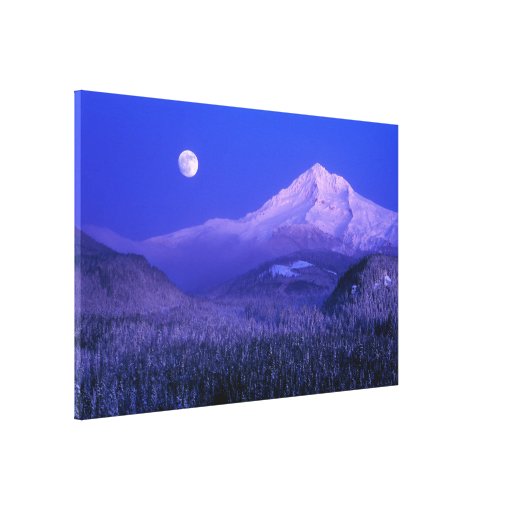 Moonrise over Mt Hood winter, Oregon Canvas Print | Zazzle