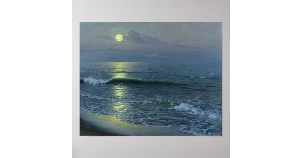 Moonrise Over Ocean Poster | Zazzle