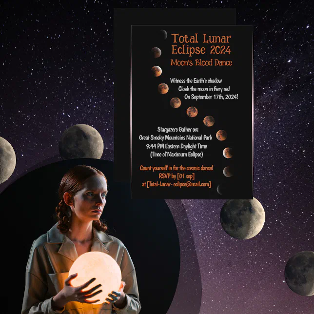 Moon's Blood Dance: Total Lunar Eclipse 2024 Invitation | Zazzle