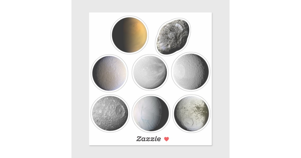 Moons of Saturn Sticker Sheet | Zazzle