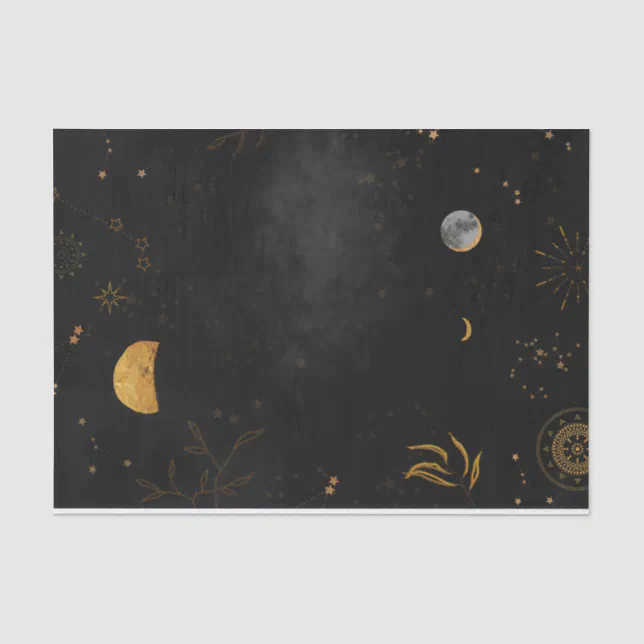 Moons stars constellation deep night sky decoupage tissue paper | Zazzle