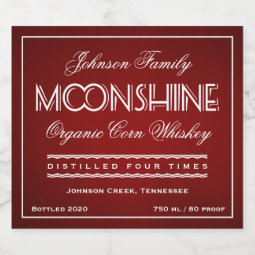 Moonshine Ruby Red Liquor Bottle Label | Zazzle