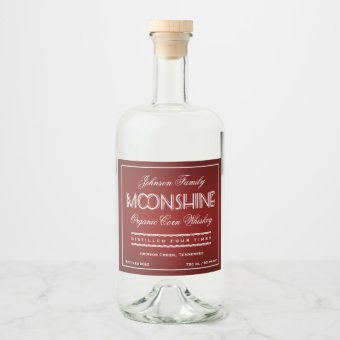Moonshine Ruby Red Liquor Bottle Label | Zazzle