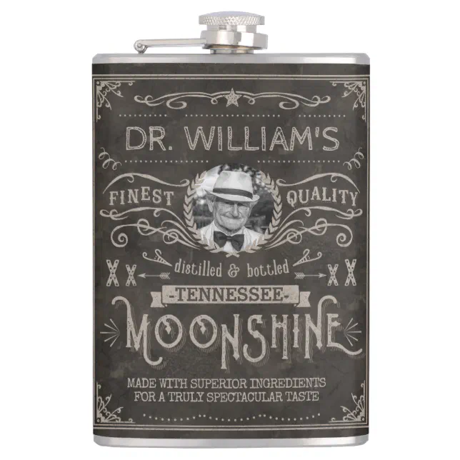 Moonshine Vintage Hillbilly Medicine Custom Brown Hip Flask | Zazzle
