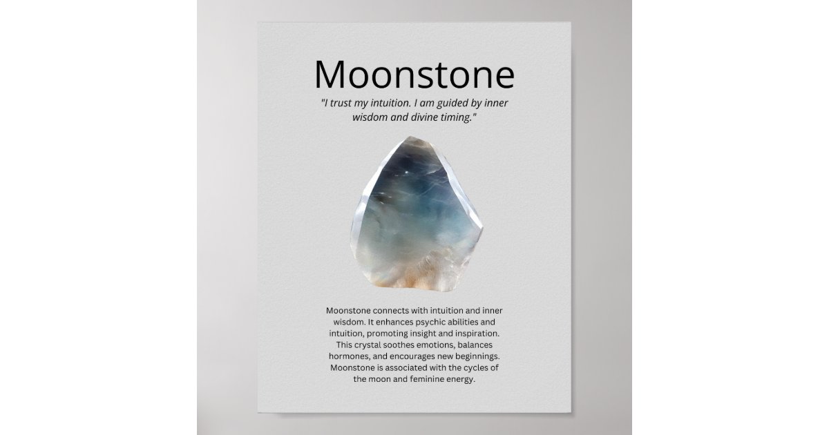 Moonstone Crystal Meaning Poster | Zazzle