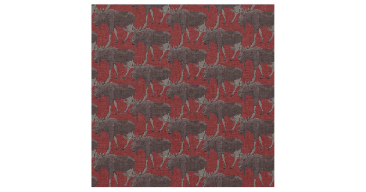 Moose Art Fabric Wildlife Fabric Cotton or Poly | Zazzle