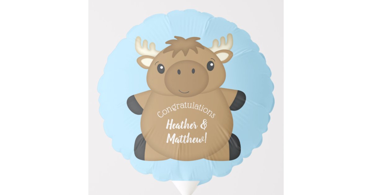 Moose Baby Shower Blue Balloon | Zazzle