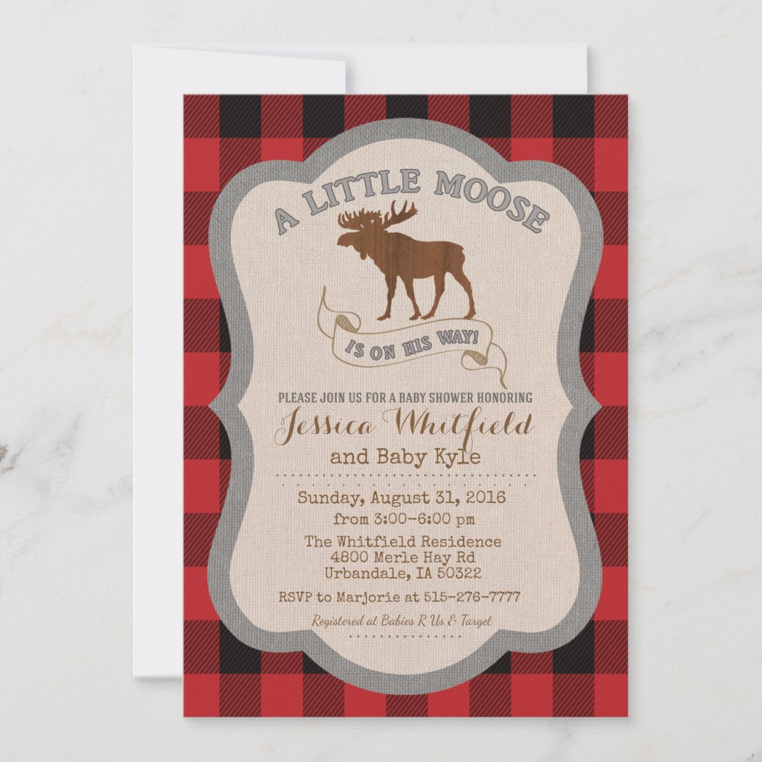 Moose Baby Shower Invitation | Zazzle