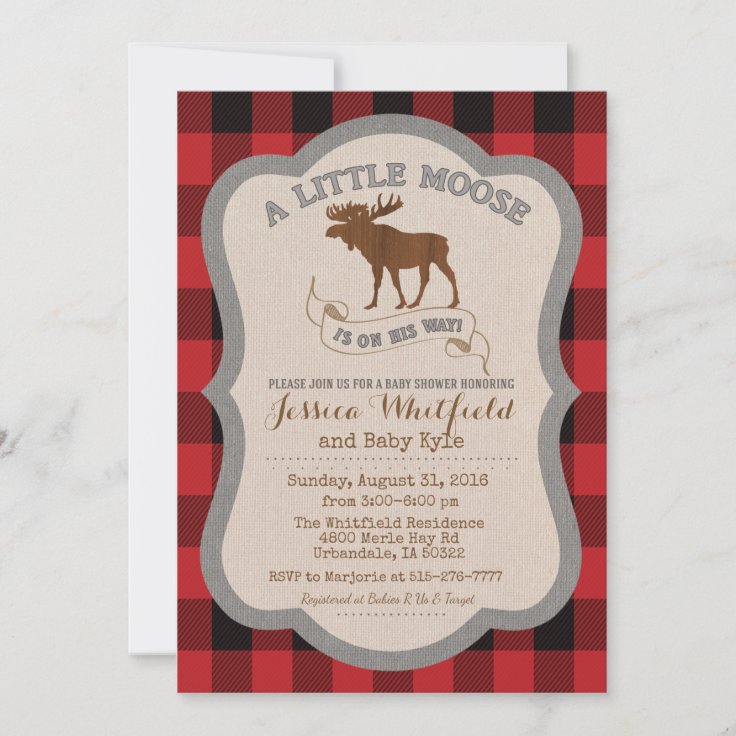 Moose Baby Shower Invitation | Zazzle