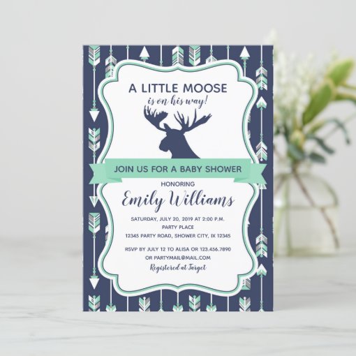 Moose baby shower invitation for boys | Zazzle