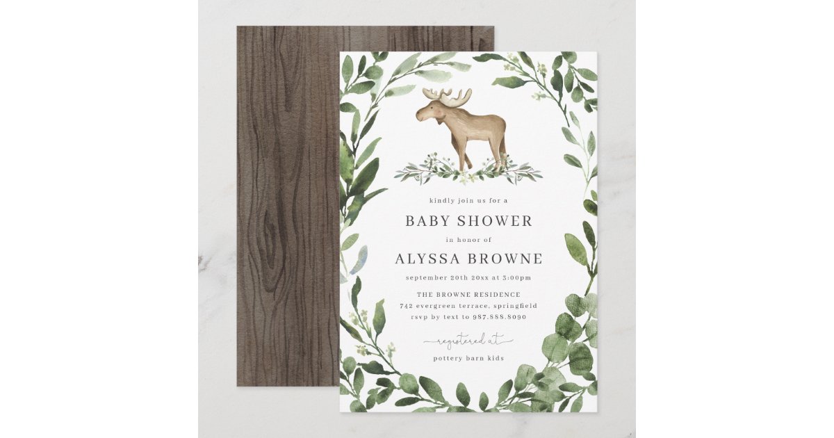 Moose Baby Shower Invitation | Woodland Theme | Zazzle