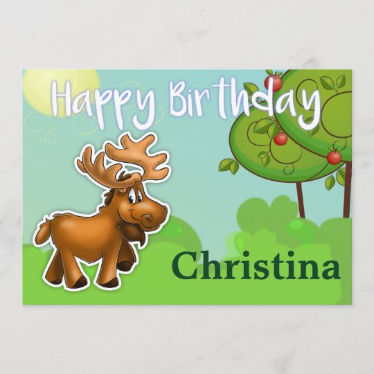 Moose Cartoon Birthday Card | Zazzle.com