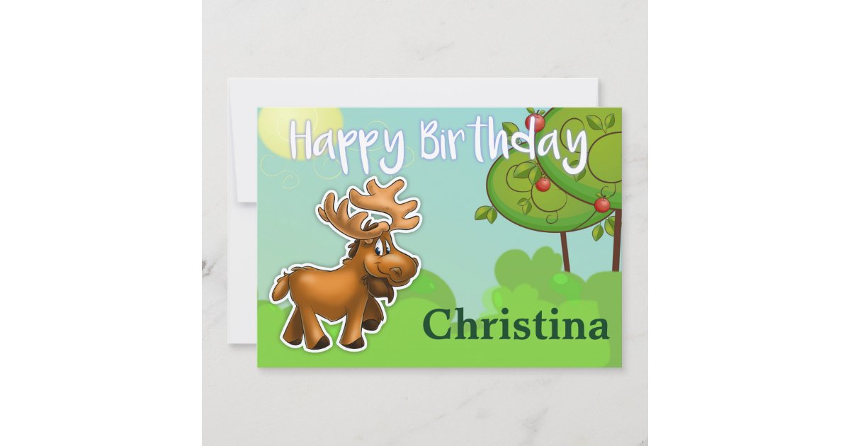 Moose Cartoon Birthday Card | Zazzle