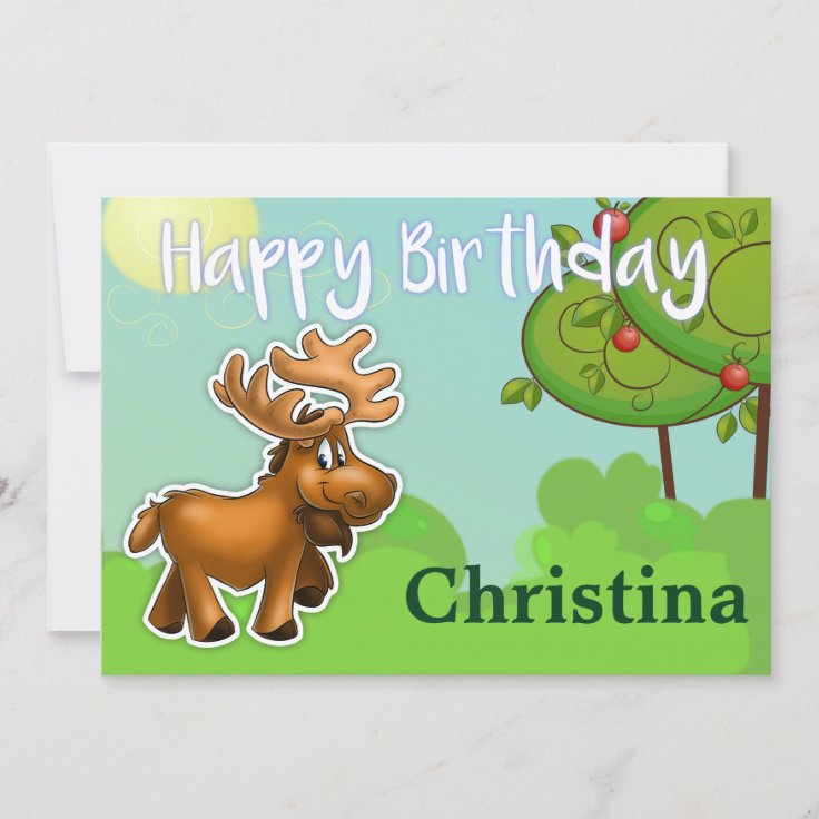 Moose Cartoon Birthday Card | Zazzle