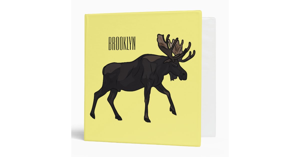Moose cartoon illustration 3 ring binder | Zazzle