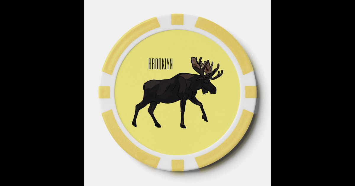 Moose cartoon illustration poker chips | Zazzle