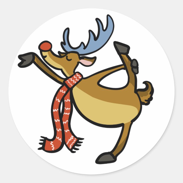 Moose dancing cartoon | choose background color classic round sticker ...