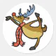 Moose dancing cartoon | choose background color classic round sticker ...