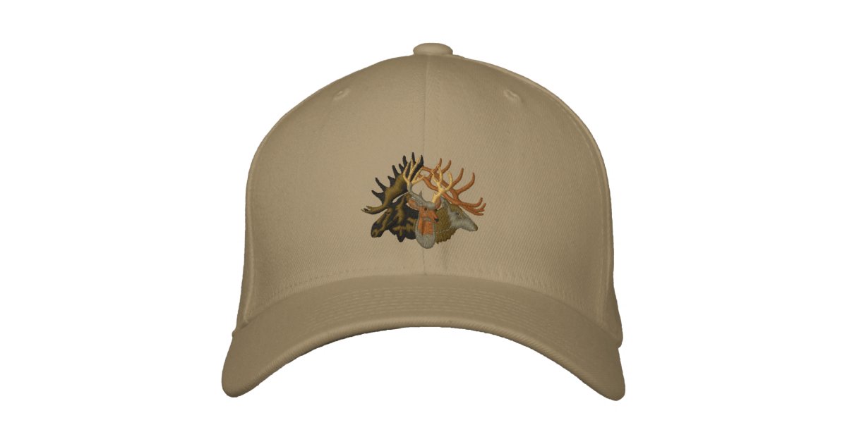 Moose, Elk, Deer Embroidered Baseball Cap | Zazzle