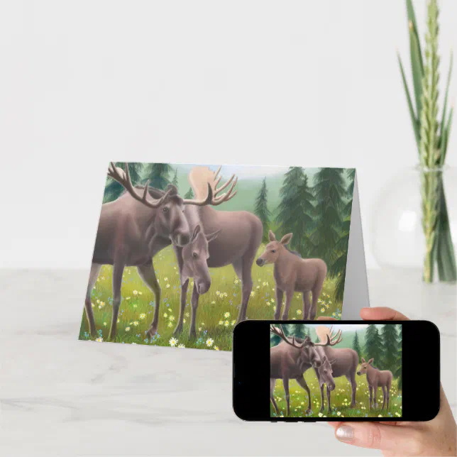 Moose Family Greeting Card | Zazzle