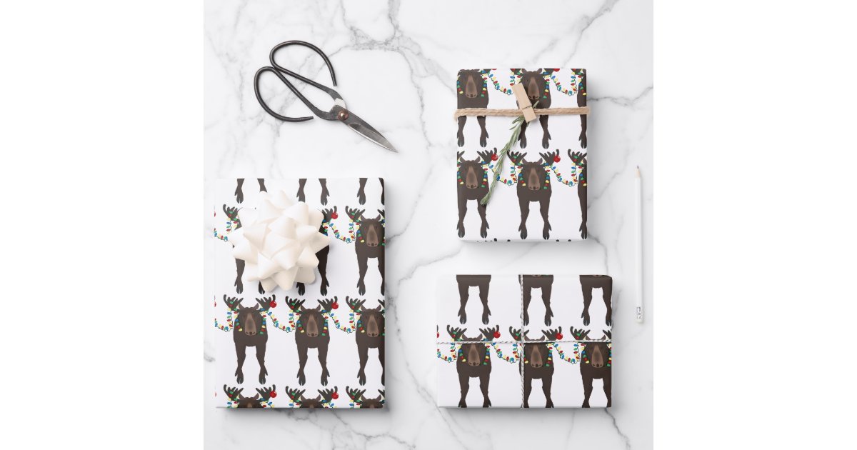 Moose Holiday Wrapping Paper Sheets | Zazzle