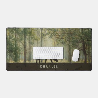Moose in Forest Illustration Personalized Desk Mat | Zazzle