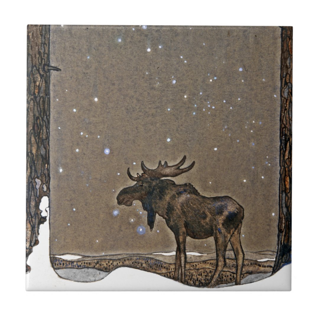 Moose in Snow Tile | Zazzle