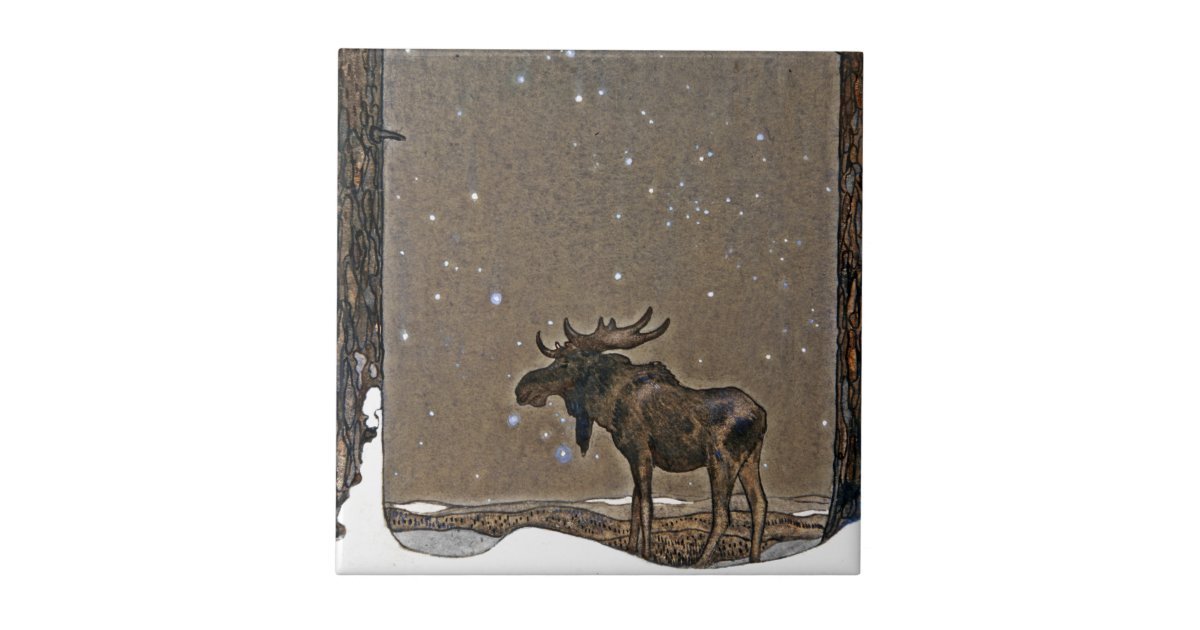 Moose in Snow Tile | Zazzle