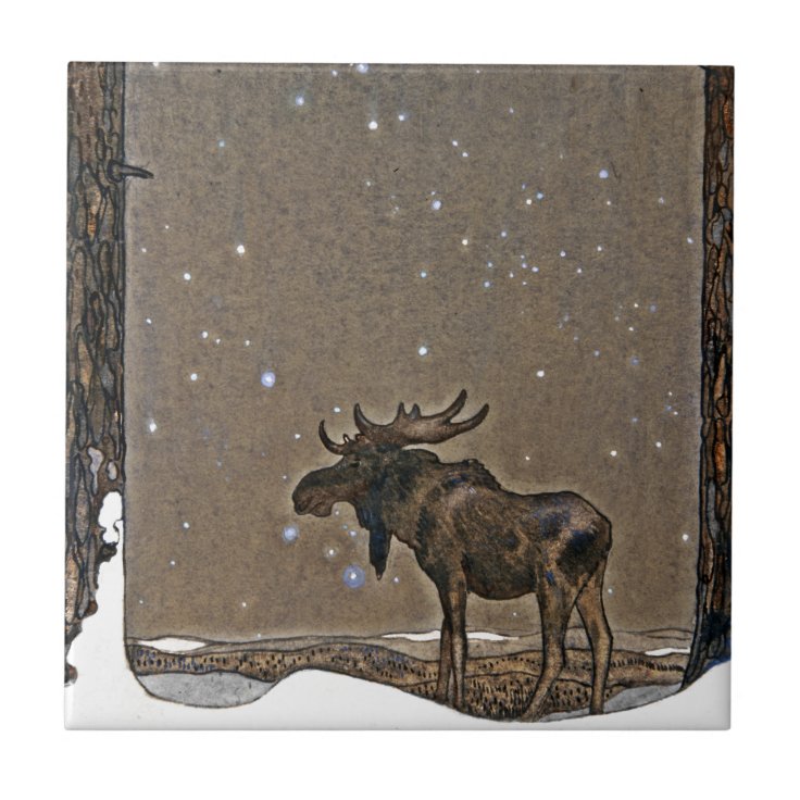Moose in Snow Tile | Zazzle