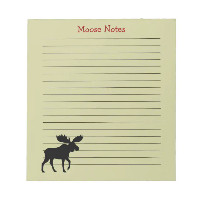 Moose Silhouette Custom Wildlife Lined Notepad | Zazzle