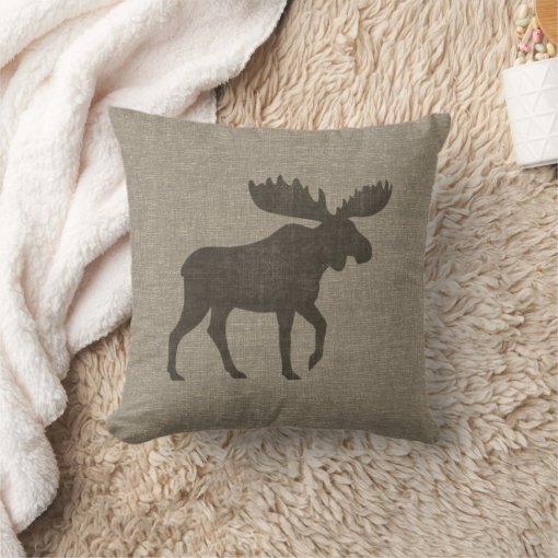 Moose Silhouette | Cute Country Wildlife | Cabin Throw Pillow | Zazzle