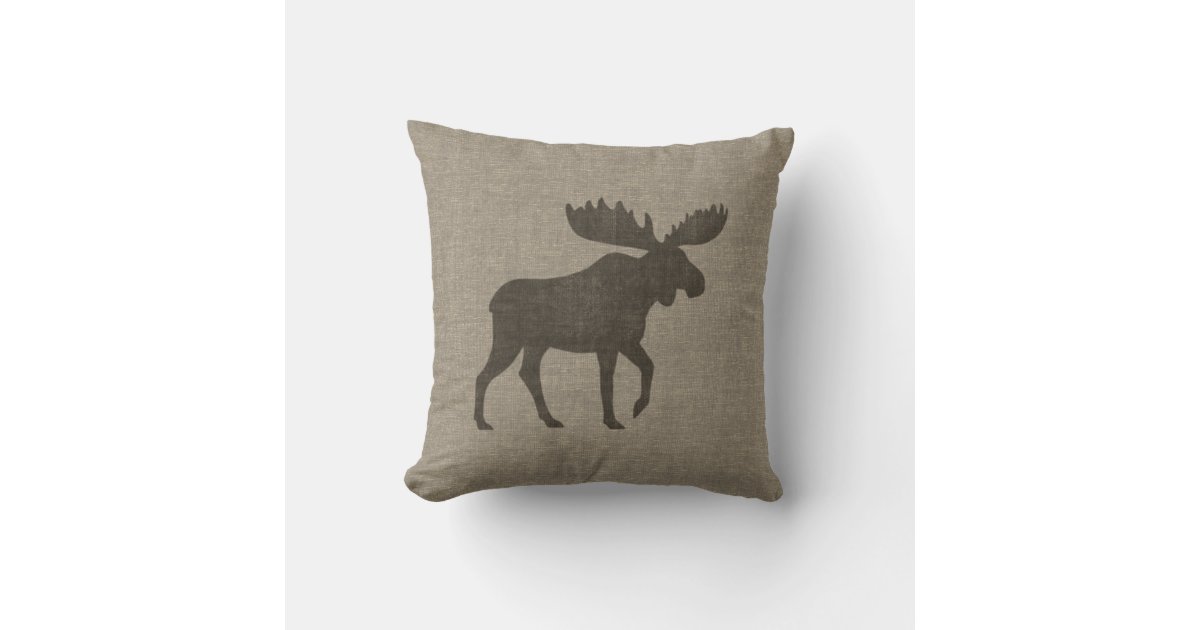 Moose Silhouette | Cute Country Wildlife | Cabin Throw Pillow | Zazzle