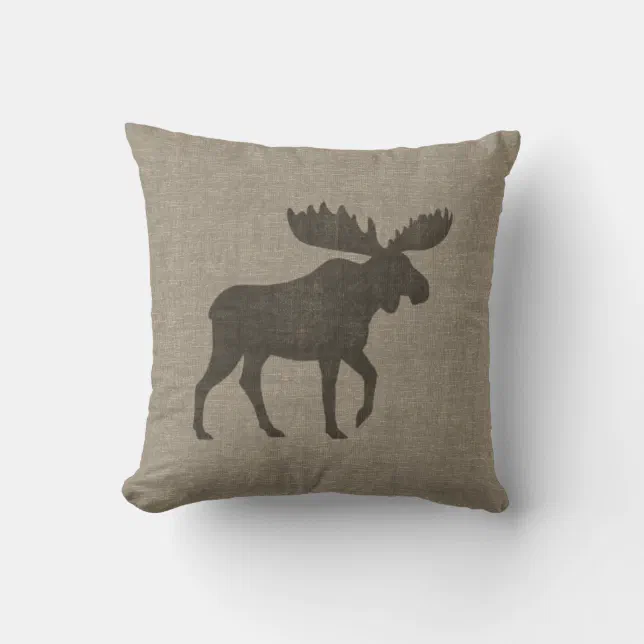 Moose Silhouette | Cute Country Wildlife | Cabin Throw Pillow | Zazzle