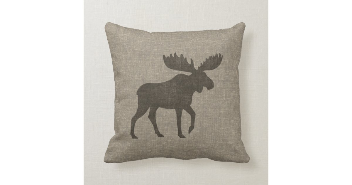 Moose Silhouette | Cute Country Wildlife | Cabin Throw Pillow | Zazzle.com