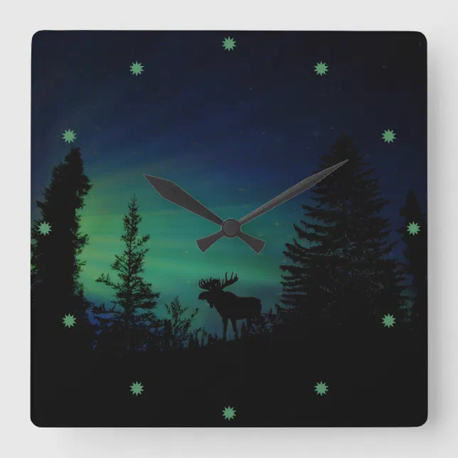 Moose Silhouette in the Twilght Square Wall Clock | Zazzle