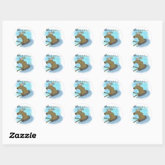 Moose Snow Tubing Classic Round Sticker | Zazzle