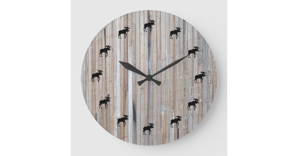 Moose Time Barn Wood Clock Design | Zazzle