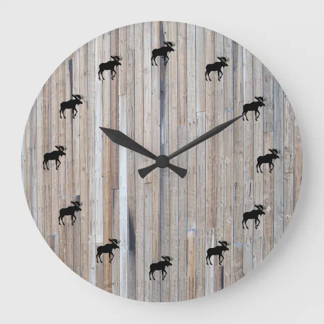 Moose Time Barn Wood Clock Design | Zazzle
