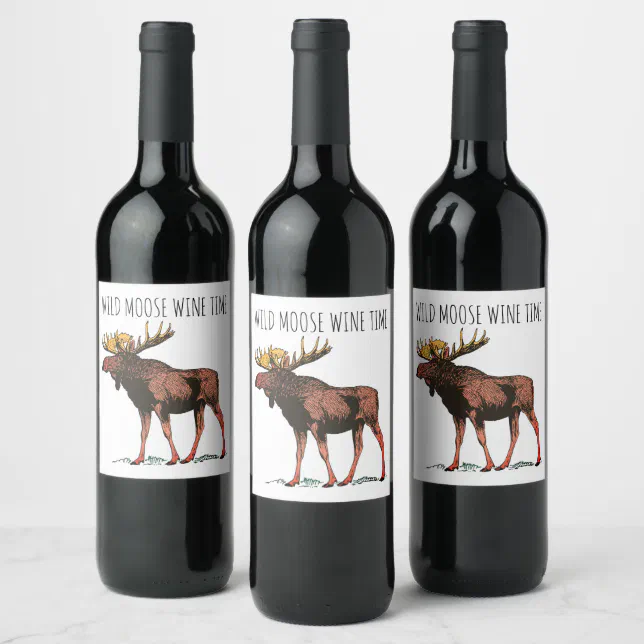 Moose Wildlife Wine Labels | Zazzle