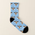 Moosehead_Icicle Antlers_Mistletoe_Merry KissMoose Socks | Zazzle