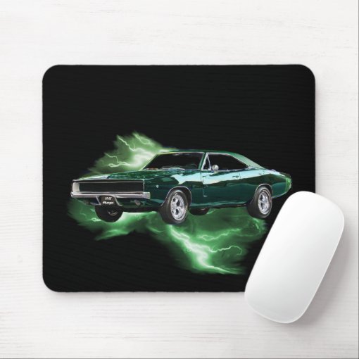 Mopar: '68 Dodge Charger with green lightning Mouse Pad | Zazzle