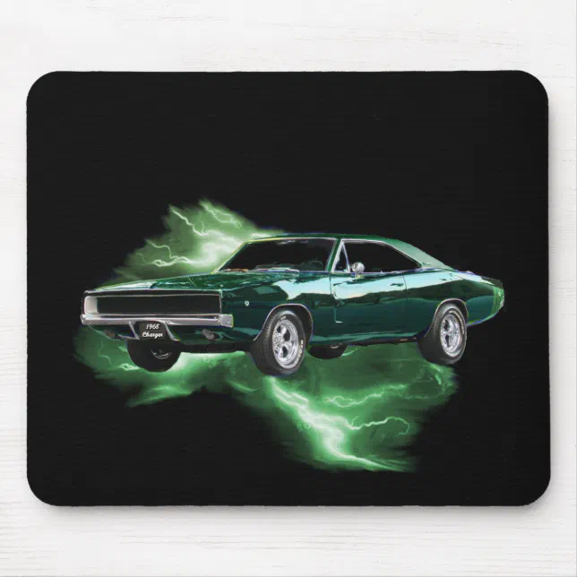 Mopar: '68 Dodge Charger with green lightning Mouse Pad | Zazzle