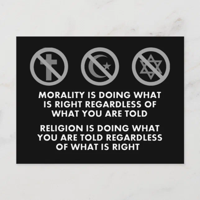 Morality and Religion Postcard | Zazzle