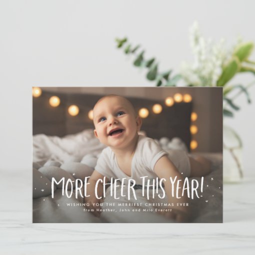 More cheer this year fun one photo Christmas Holiday Card | Zazzle