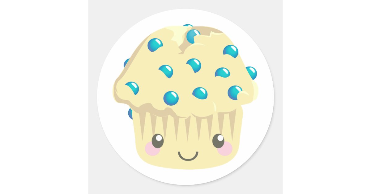 More Kawaii Muffin Faces Classic Round Sticker | Zazzle