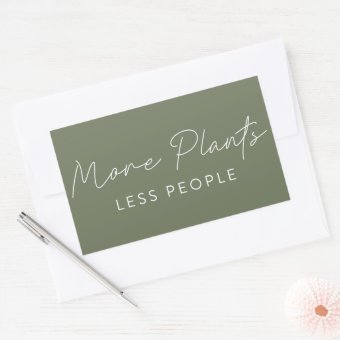 More Plants Less People Fun Green Gardening Rectangular Sticker | Zazzle